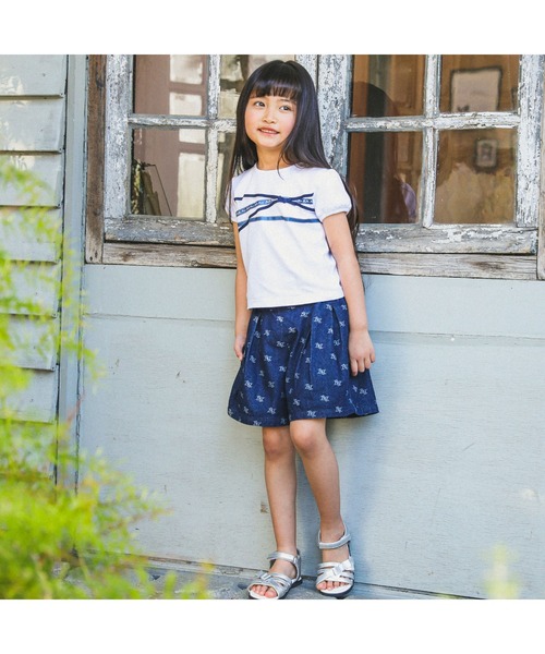 BeBe（ベベ）の「BeBe/【お揃い】デニムモノグラムジャガードショートパンツ(90~150cm)（その他パンツ）」 - WEAR