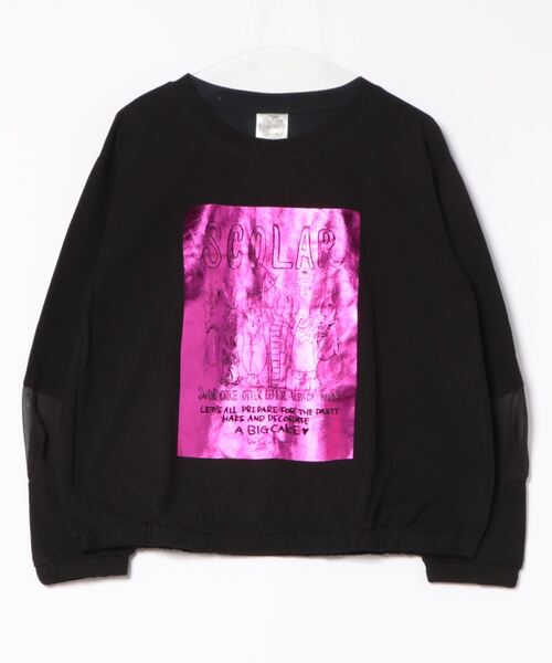 143635：アニマル箔プリント×シフォン切替プルオーバー（Tシャツ/カットソー）｜ScoLar（スカラー）のファッション通販 - ZOZOTOWN