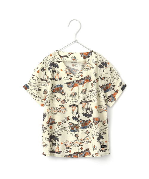 MAKE YOUR DAY（メイクユアデイ）の「【リンクコーデ】ノーカラーアロハシャツ（レトロ） 80～140cm（シャツ/ブラウス）」 - WEAR