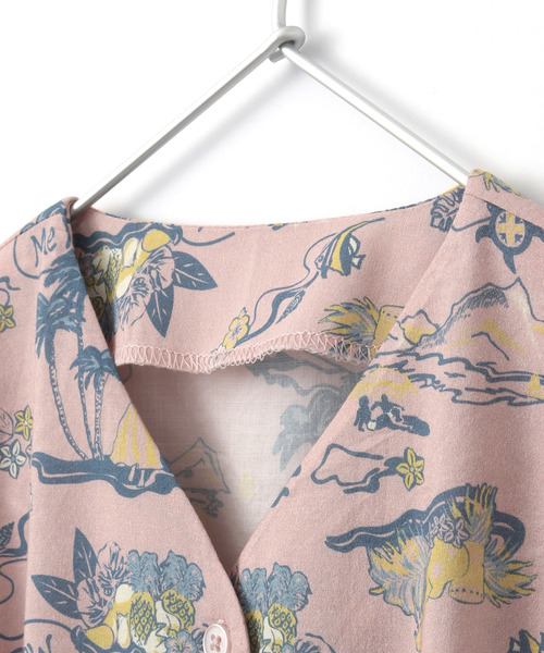 MAKE YOUR DAY（メイクユアデイ）の「【リンクコーデ】ノーカラーアロハシャツ（レトロ） 80～140cm（シャツ/ブラウス）」 - WEAR