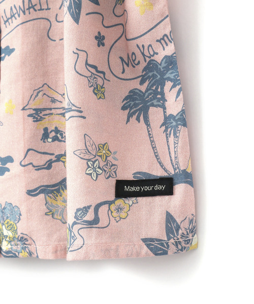 MAKE YOUR DAY（メイクユアデイ）の「【リンクコーデ】ノーカラーアロハシャツ（レトロ） 80～140cm（シャツ/ブラウス）」 - WEAR