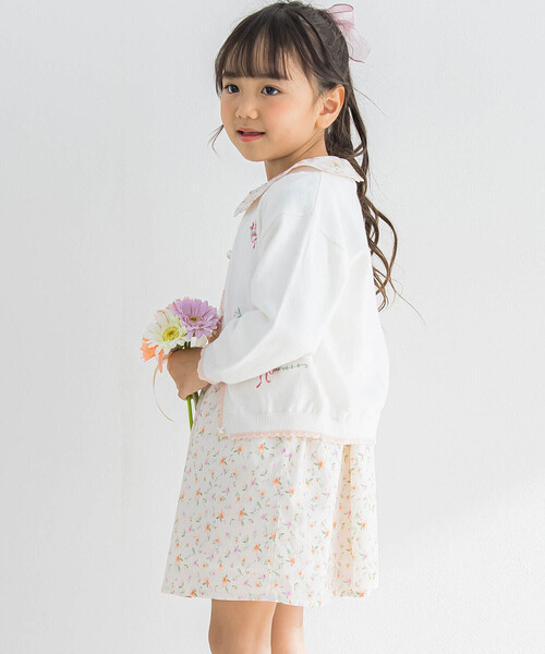 SLAP SLIP（スラップスリップ）の「【お揃い】リボン刺しゅうスカラップニットカーディガン(90~140cm)（カーディガン/ボレロ）」 - WEAR