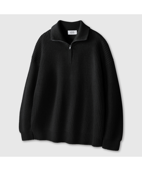 Overfit volume washable half zip-up hachi knit [black]（ニット/セーター）｜LEMAIN ...