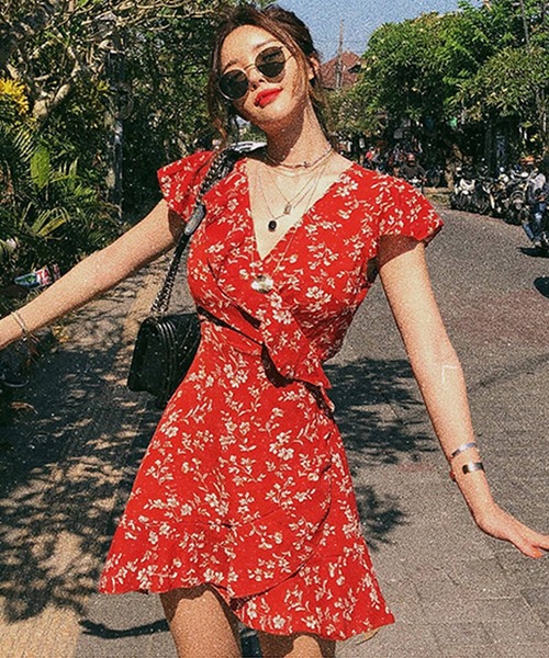 BALIBIKI（バリビキ）の「レディース 花柄2WAYウエストマークフリルガウンワンピ（ワンピース）」 - WEAR