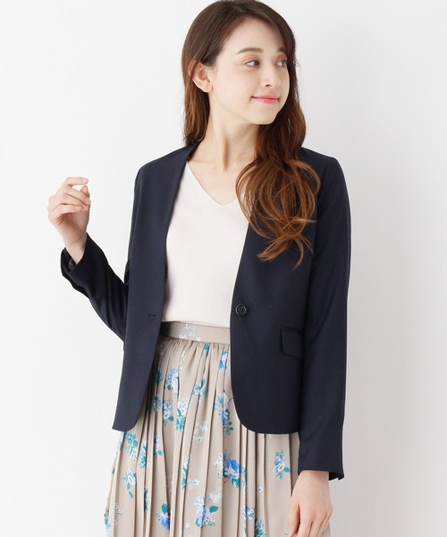 【セール】【洗える・34（SS）、42（LL)WEB限定サイズ】ノーカラージャケット（ノーカラージャケット）｜index（インデックス）の ...