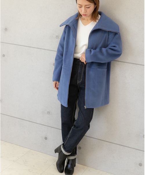 PREFERIR（プレフェリール）の「ビッグカラー ジップアップ ミドル丈