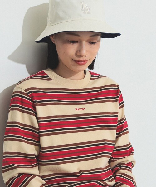 BEAMS BOY（ビームスボーイ）の「BEAMS BOY / ボーイ エンブロイダリー ボーダー ロングスリーブ（Tシャツ/カットソー）」 - WEAR