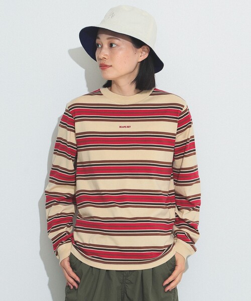 BEAMS BOY（ビームスボーイ）の「BEAMS BOY / ボーイ エンブロイダリー ボーダー ロングスリーブ（Tシャツ/カットソー）」 - WEAR