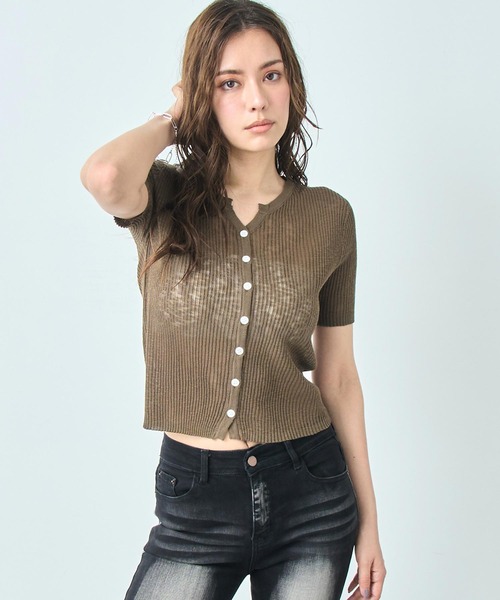 ANAP（アナップ）の「半袖 シアー ニット カーディガン トップス（カーディガン/ボレロ）」 - WEAR