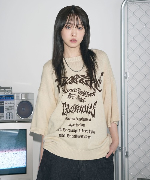 ハーフスリーブウォッシュ加工ニット（ニット/セーター）｜MSG（エムエスジー）のファッション通販 - ZOZOTOWN