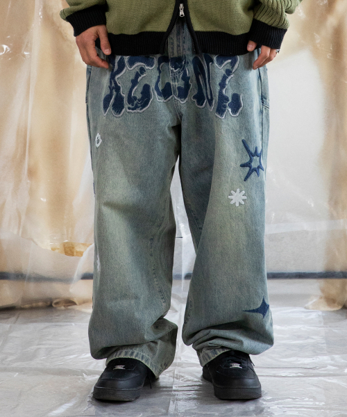 【セール】XP267 STAYD LOOSE TAPERED DENIM PANTS (BLUE)（デニムパンツ）｜XTONZ（エクストーンズ ...