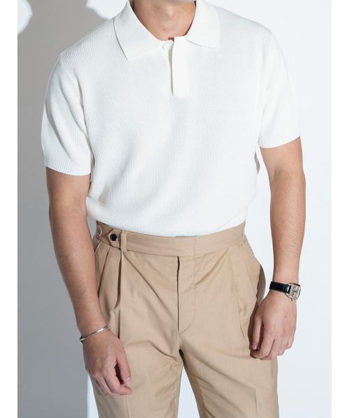 ALCKT034 Hidden Button Collar Knit_ivory（ポロシャツ）｜ALLCLASSIC（オールクラシック）の ...