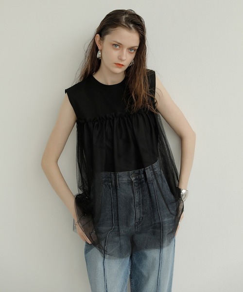 Tulle Layer Docking Flare TEE（Tシャツ/カットソー）｜MIELI INVARIANT（ミエリインヴァリアント）のファッション通販 - ZOZOTOWN