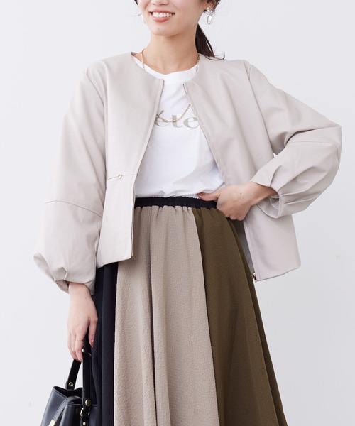 Chez toi（シェトワ）の「袖ボリューム合皮ブルゾン（ブルゾン）」 - WEAR