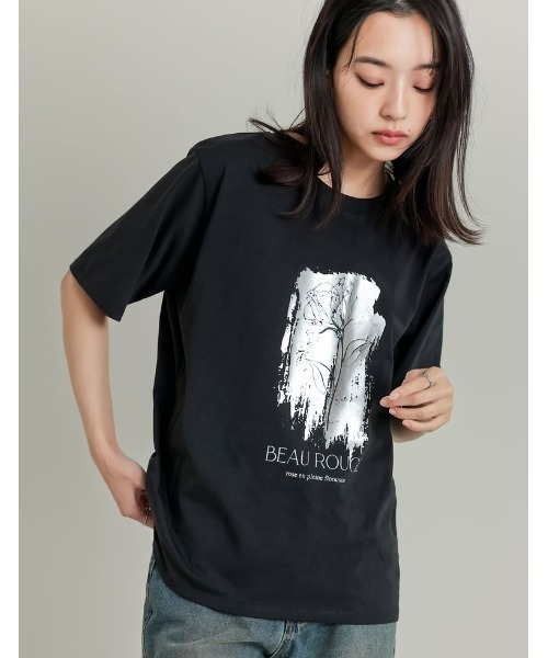 Re:EDIT（リエディ）の「[UVカット][接触冷感][紫外線対策]箔フラワーTシャツ（Tシャツ/カットソー）」 - WEAR