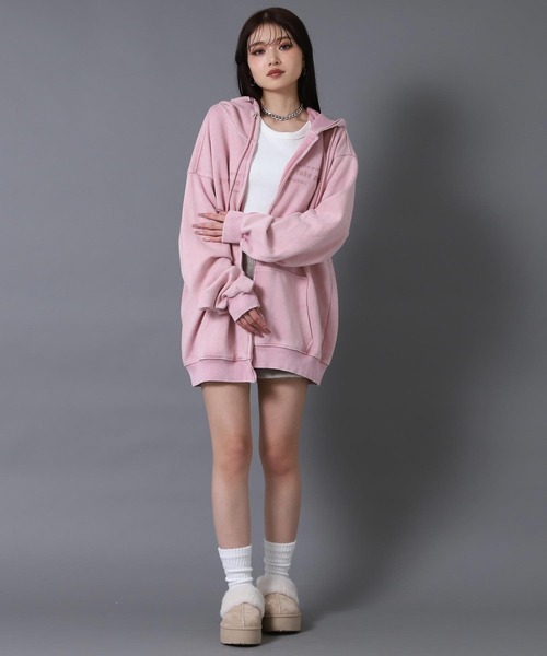 ピグメント サガラ刺繍 オーバーサイズ スウェットパーカー（パーカー