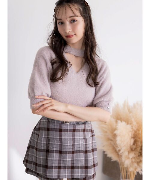 dazzlin（ダズリン）の「2wayシャギーハーフスリーブトップス（ニット/セーター）」 - WEAR