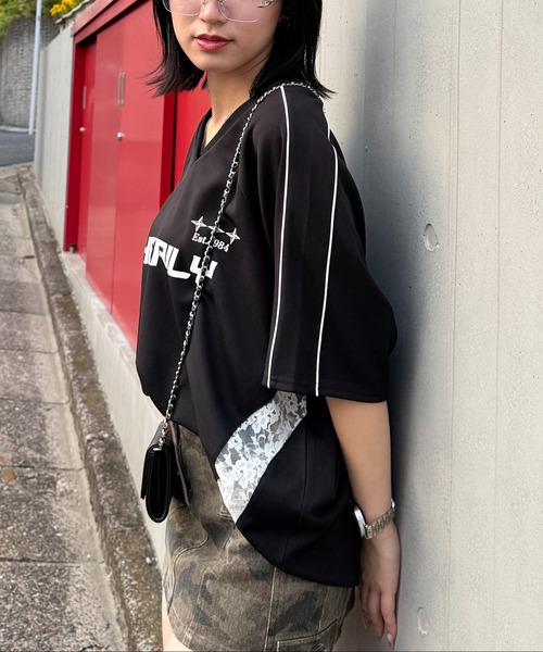 SPIRALGIRL（スパイラルガール）の「レースドッキングゲーミングTシャツ（Tシャツ/カットソー）」 - WEAR