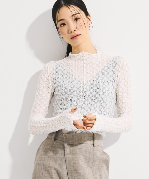 セール】【STUDIOUS/ステュディオス】Stretch Lace Skin Top