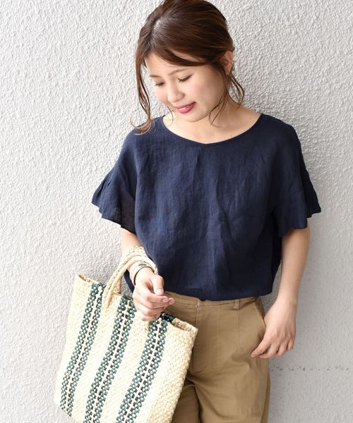 liflattie ships（リフラティ シップス）の「liflattie ships:フレンチリネンフリルスリーブブラウス （シャツ ...