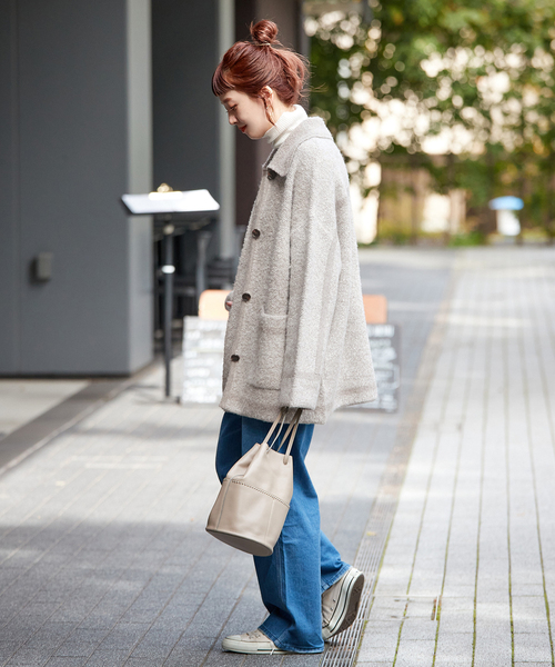 セール】手洗い可 / ツイード調パイルニットジャケット（カーディガン