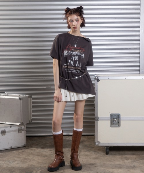 ACLENT（アクレント）の「2WAYアシンメトリーヴィンテージTシャツ（Tシャツ/カットソー）」 - WEAR