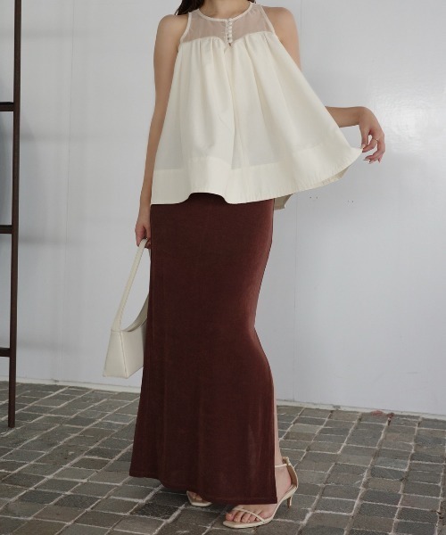 anuans（アニュアンス）の「アセテートカットナロースカート（スカート）」 - WEAR