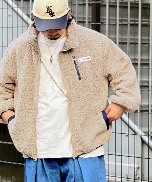 classicalelf（クラシカルエルフ）の「《JaVa ジャバコラボ》レトロ×スポーツMIX。JaVaワッペン付き配色ボアブルゾン（ブルゾン）」 - WEAR