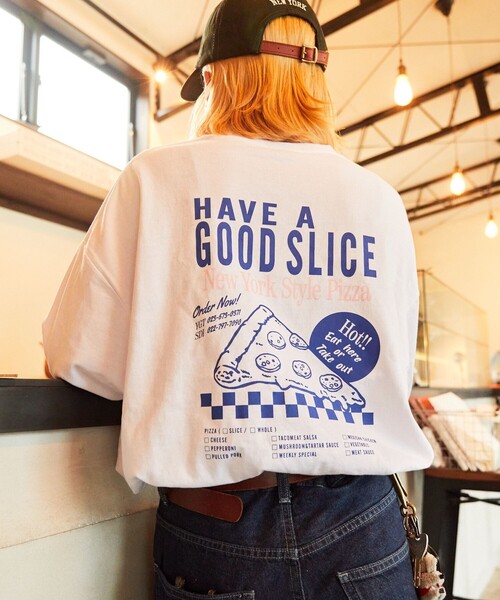 FREAK'S STORE（フリークスストア）の「限定展開 HAVE A GOOD SLICE×FREAK'S STORE/ハブアグッドスライス 別注 ビッグシルエット バックプリント クルー ...