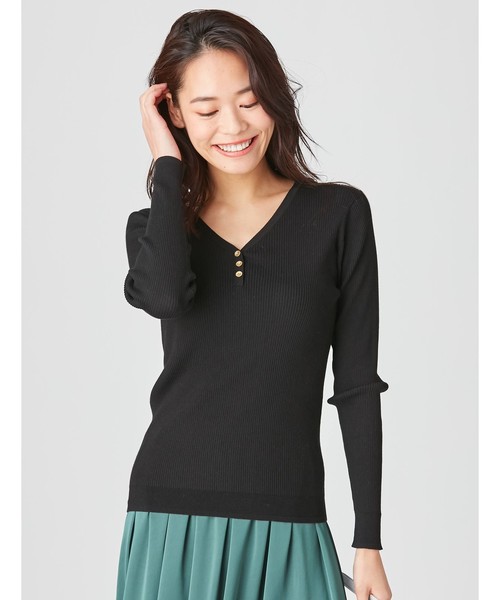 Fabia(ファビア)の「【洗えるアンチピリング】ヘンリーネックニットプルオーバー(ニット セーター)」 Wear
