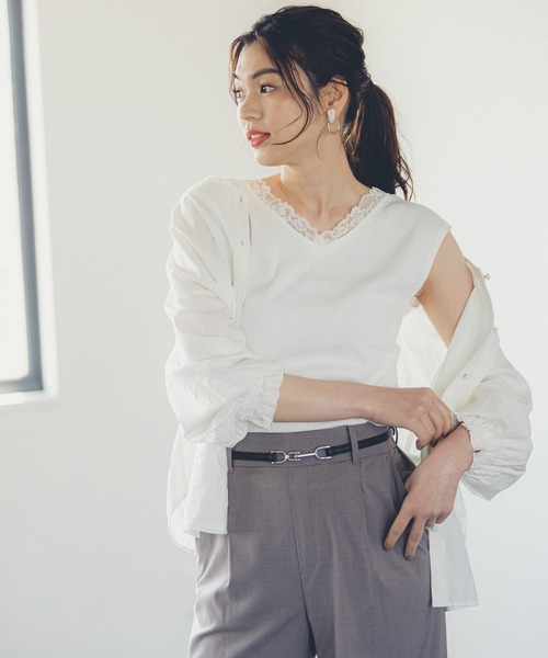 GLOBAL WORK（グローバルワーク）の「BeauteeレースVフレンチ/935333（タンクトップ）」 - WEAR