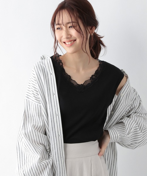 GLOBAL WORK（グローバルワーク）の「BeauteeレースVフレンチ/935333（タンクトップ）」 - WEAR