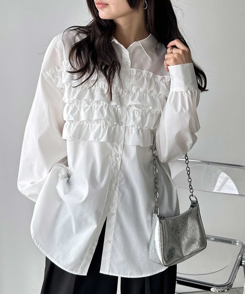 GeeRA（ジーラ）の「フリルドッキングオーバーサイズシャツ（シャツ/ブラウス）」 - WEAR