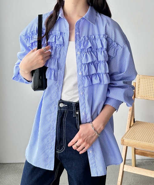 GeeRA（ジーラ）の「フリルドッキングオーバーサイズシャツ（シャツ/ブラウス）」 - WEAR