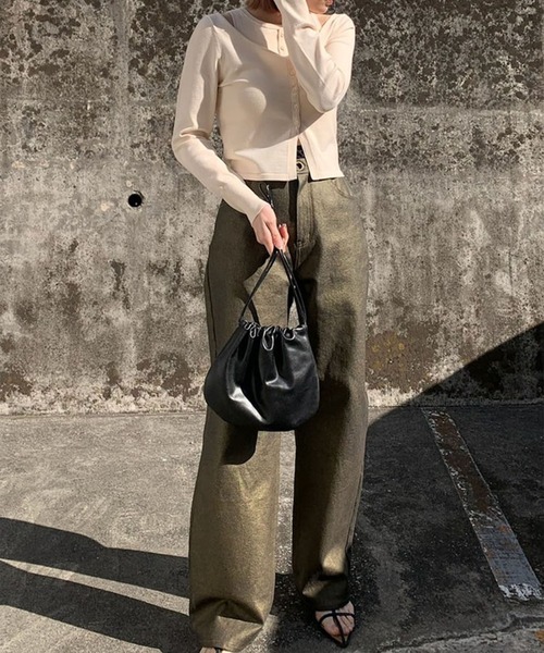 Ameri（アメリ）の「LONG STRAIGHT FOIL DENIM（デニムパンツ）」 - WEAR