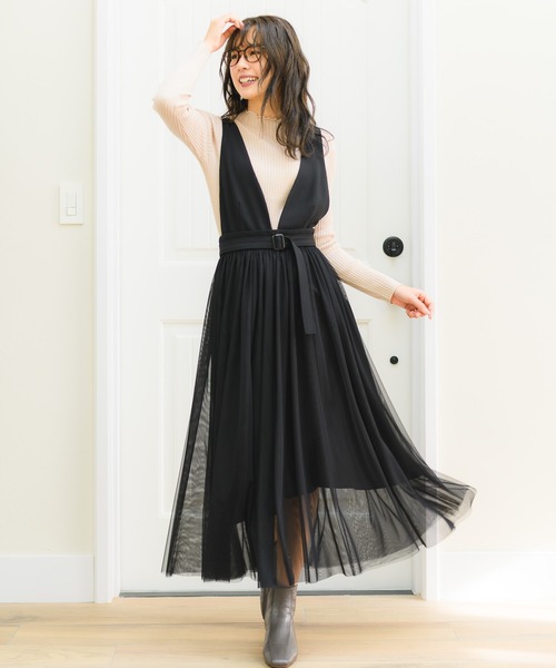 Rewde（ルゥデ）の「【2WAY】ﾁｭｰﾙ重ねｼﾞｬﾝﾊﾟｰｽｶｰﾄ（0R05-10194）（ワンピース）」 - WEAR