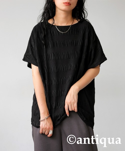 antiqua（アンティカ）の「膨れジャガード生地ドルマントップス（Tシャツ/カットソー）」 - WEAR