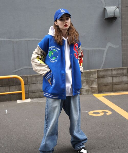 SEQUENZ（シークエンズ）の「【SEQUENZ】HAPPY LIFE CYCLE STADIUM JACKET / サガラ ワッペン フェイク メルトン スタジャン（スタジャン）」 - WEAR