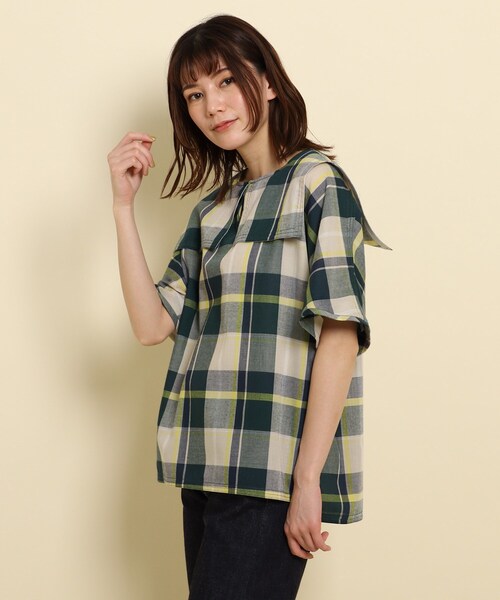 Dessin（デッサン）の「 【CLASSY.6月号掲載】ガーゼチェック セーラーブラウス＜S～L＞（シャツ/ブラウス）」 - WEAR