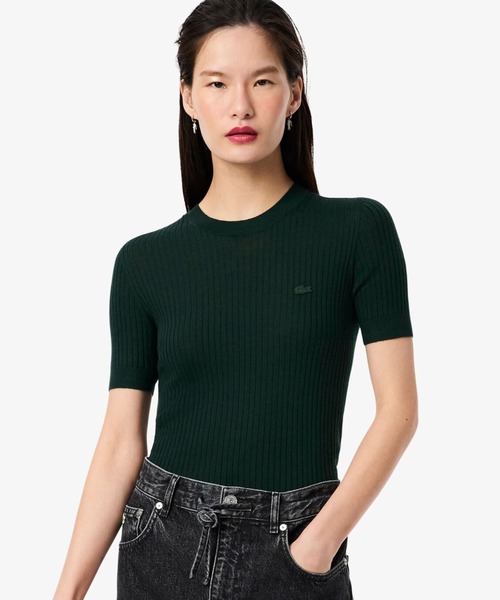 3Dニッティングショートスリーブメリノウールセーター（ニット