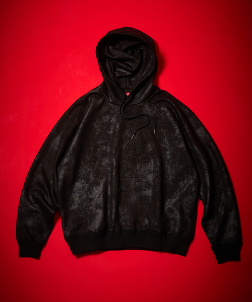 Liverpool FC / リバプール FC】Fake Leather Emboss Hoodie（パーカー