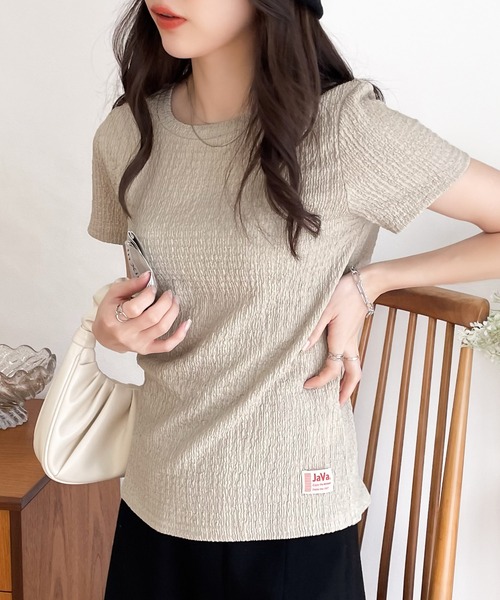 Java（ジャバ）の「《JaVa ジャバコラボ》大人のシンプル。ぽこぽこ素材ベーシックTee（Tシャツ/カットソー）」 - WEAR