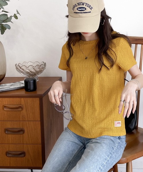 Java（ジャバ）の「《JaVa ジャバコラボ》大人のシンプル。ぽこぽこ素材ベーシックTee（Tシャツ/カットソー）」 - WEAR