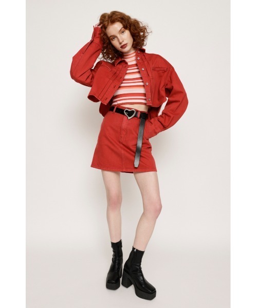 SLY（スライ）の「LIGHT ONS H/W COLOR S/SK-E ライトオンス ハイウエスト カラー ショートスカート デニム カラー ...