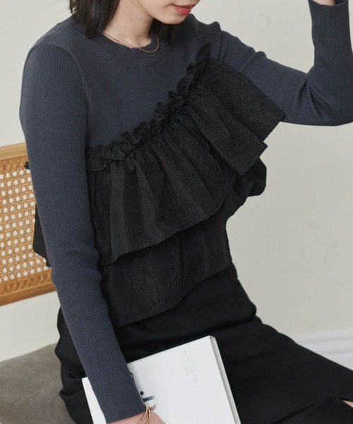 RANAN（ラナン）の「フリルドッキングリブニットプルオーバー（ニット/セーター）」 - WEAR