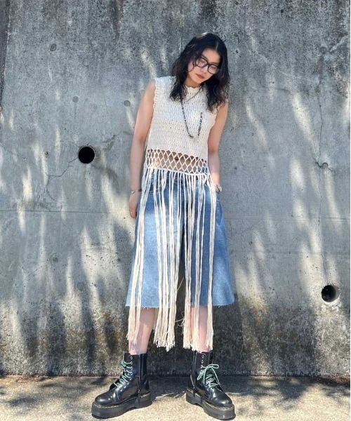 AMERI（アメリ）の「MEDI MELANGE TASSEL KNIT TOP（ニット/セーター）」 - WEAR