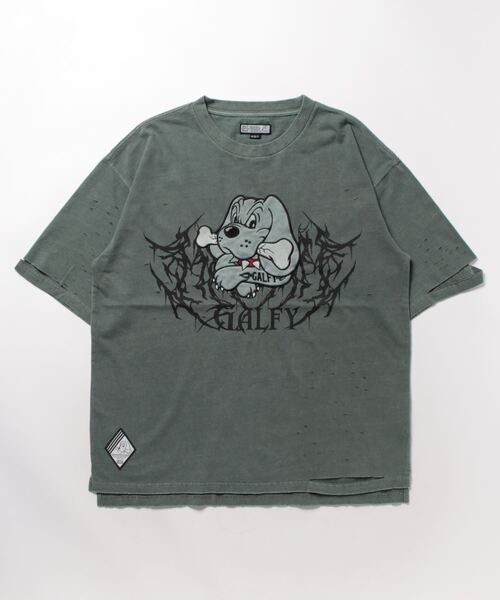 GALFY（ガルフィー）の「GALFY/ガルフィー/染め染めわんちゃんボロボロTee（Tシャツ/カットソー）」 - WEAR