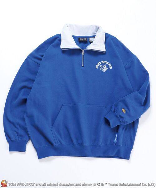 Tom＆Jerry（トムアンドジェリー）の「【SEQUENZ】TJ FACE EMB. HALF ZIP SWEAT / トムとジェリー ハーフジップ 刺繍 バックプリント スウェット ...