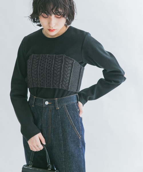 KBF（ケイビーエフ）の「ケーブルMIXニットビスチェ（ベスト）」 - WEAR