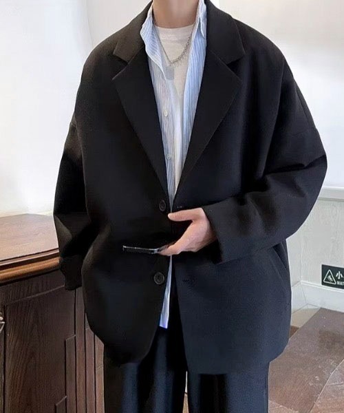 セール】オーバーサイズリラックスシングルテーラードジャケット